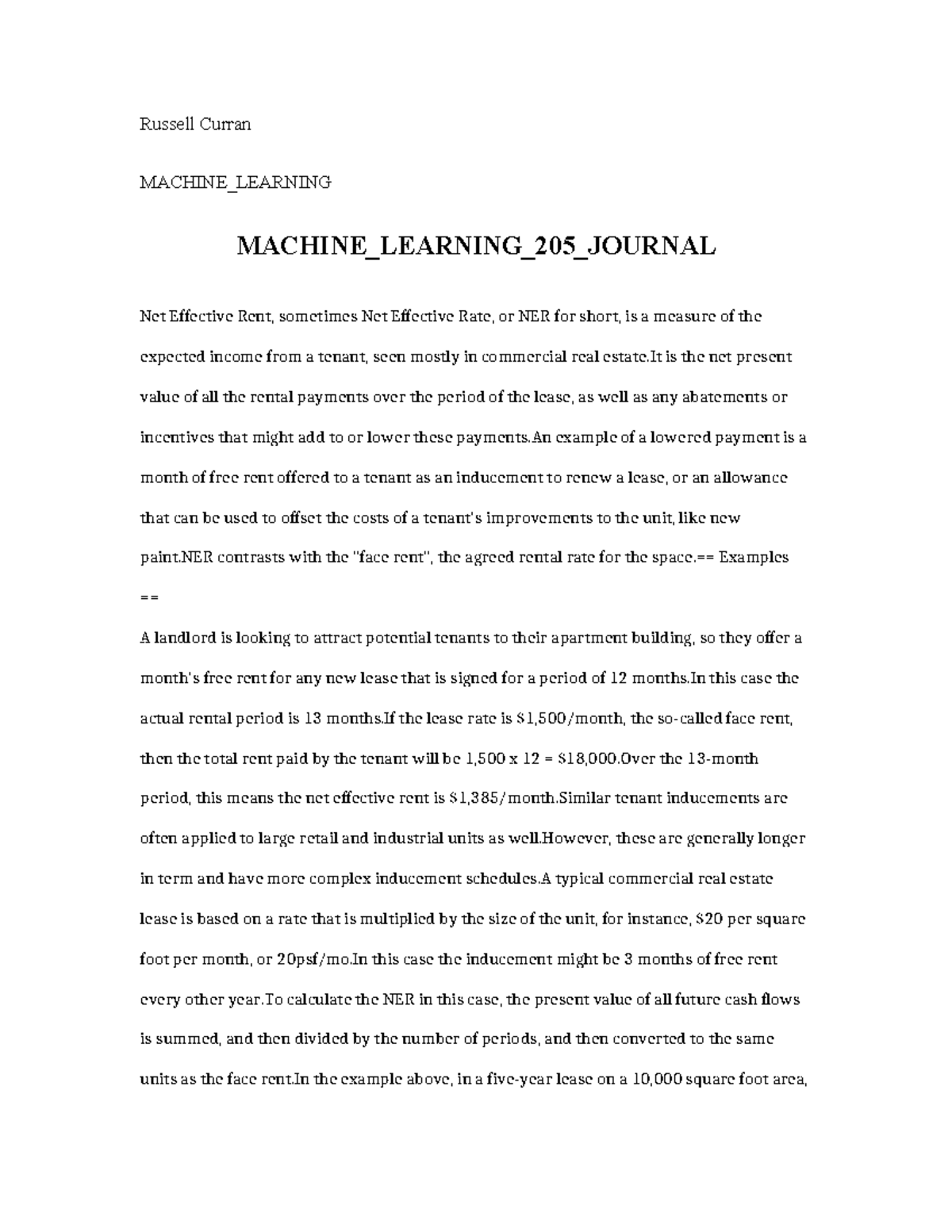 Machine Learning 205 Journal - Russell Curran MACHINE_LEARNING MACHINE ...