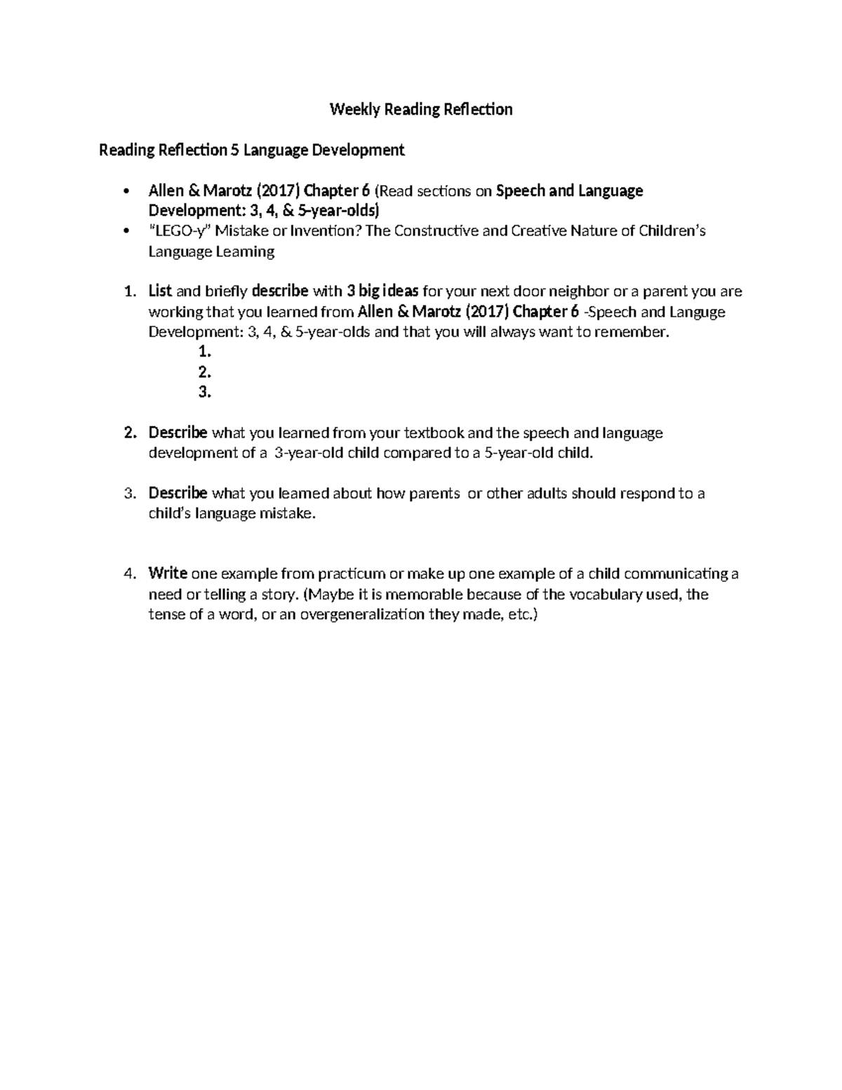 Weekly Reading Reflection-5 Language - Weekly Reading Reflection ...