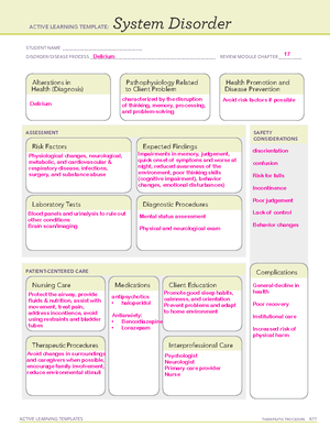Depressive Disorders ATI Template - ACTIVE LEARNING TEMPLATES ...
