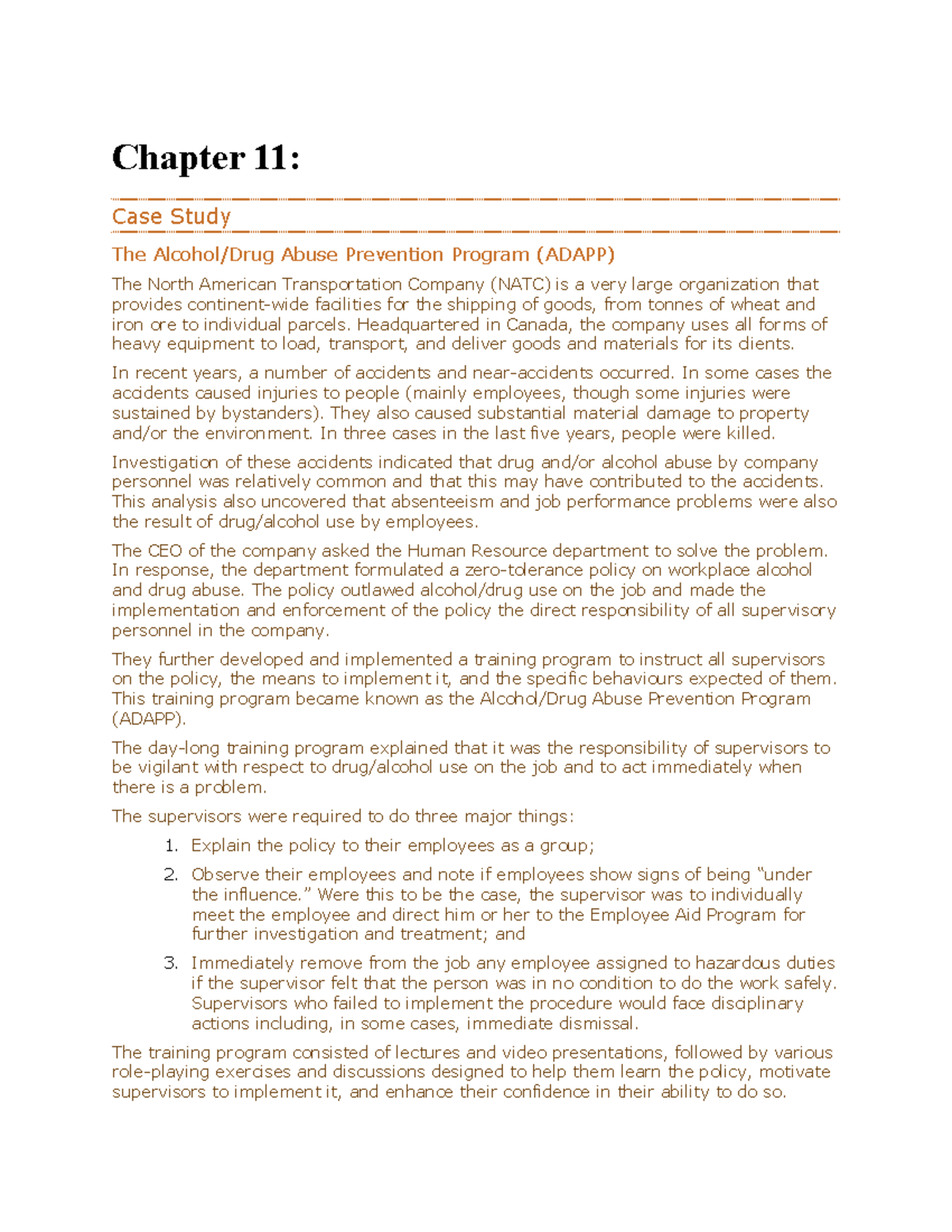 Case Study's - case study notes for chapters 2-6 - Chapter 11: Case ...