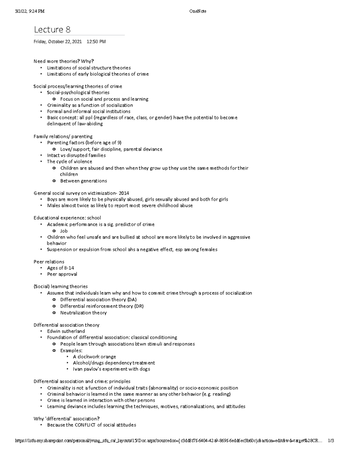 Lecture 8 - lec 8 notes - 3/2/22, 9:24 PM OneNote - Studocu