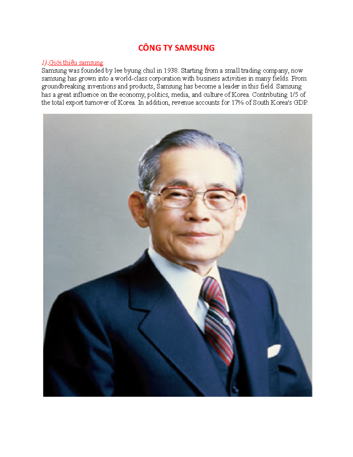 CÔNG TY Samsung English - CÔNG TY SAMSUNG 1).Giới thiệu samsung Samsung ...