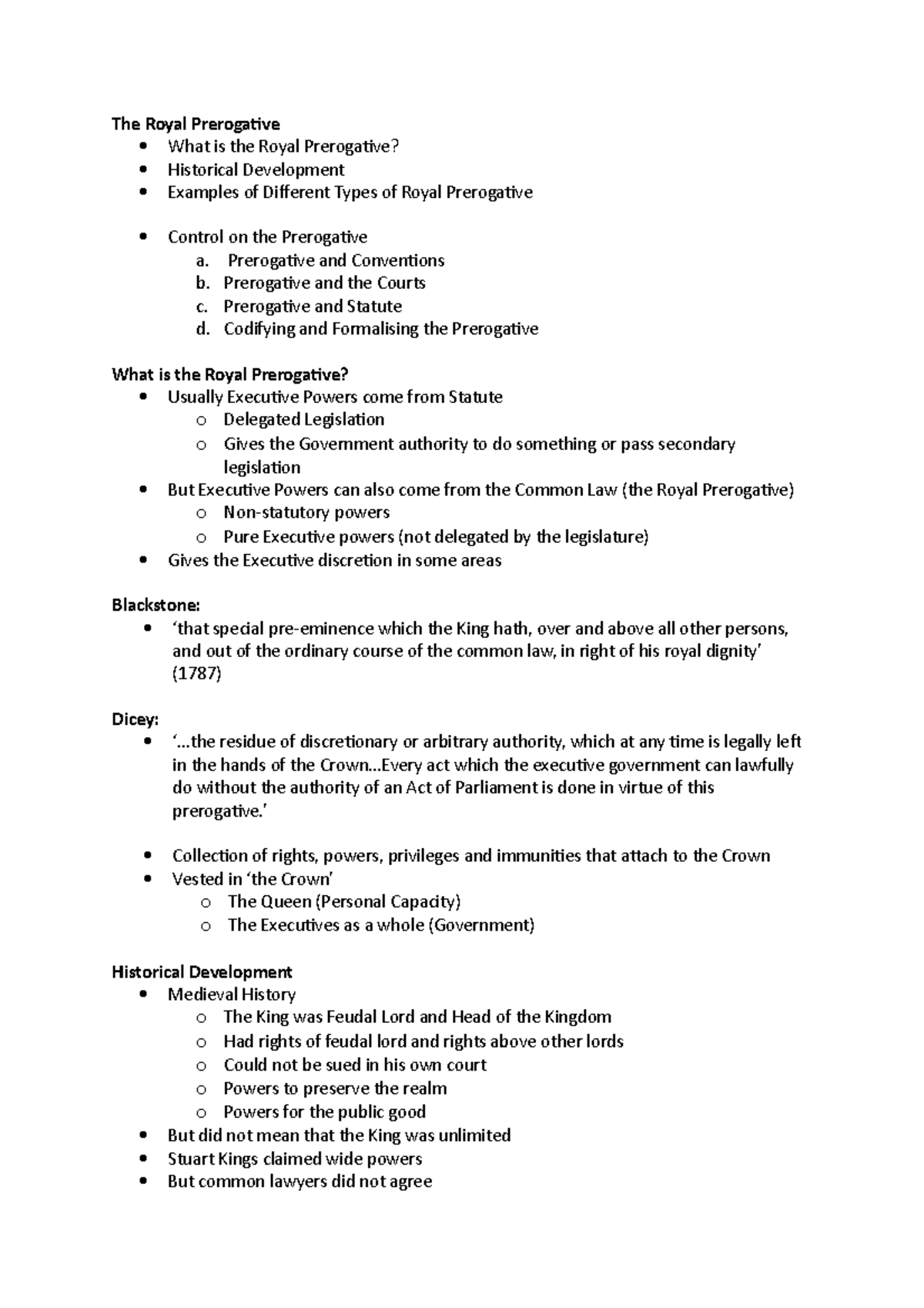 The Royal Prerogative - First year - The Royal Prerogaive What is the ...