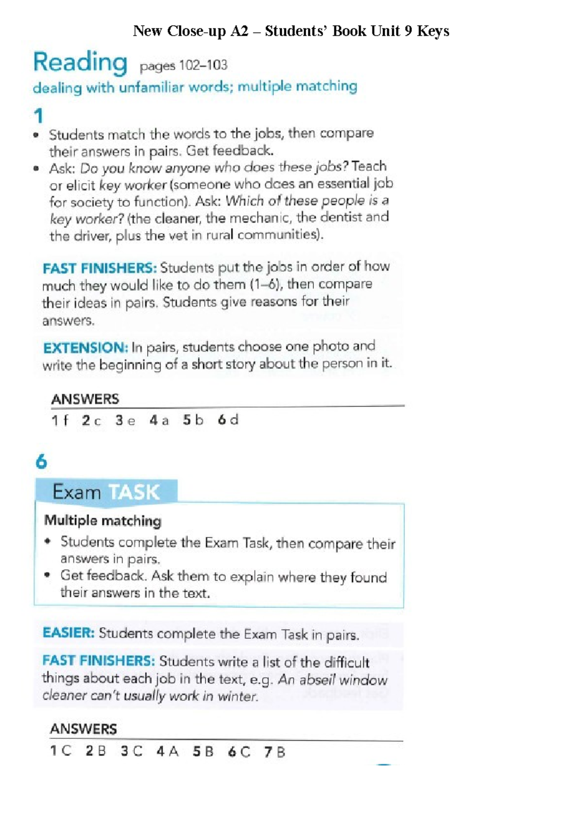 02. Students' book Unit 9 - KEYS - Tiếng Anh cơ bản 3 - New Close-up A2 ...