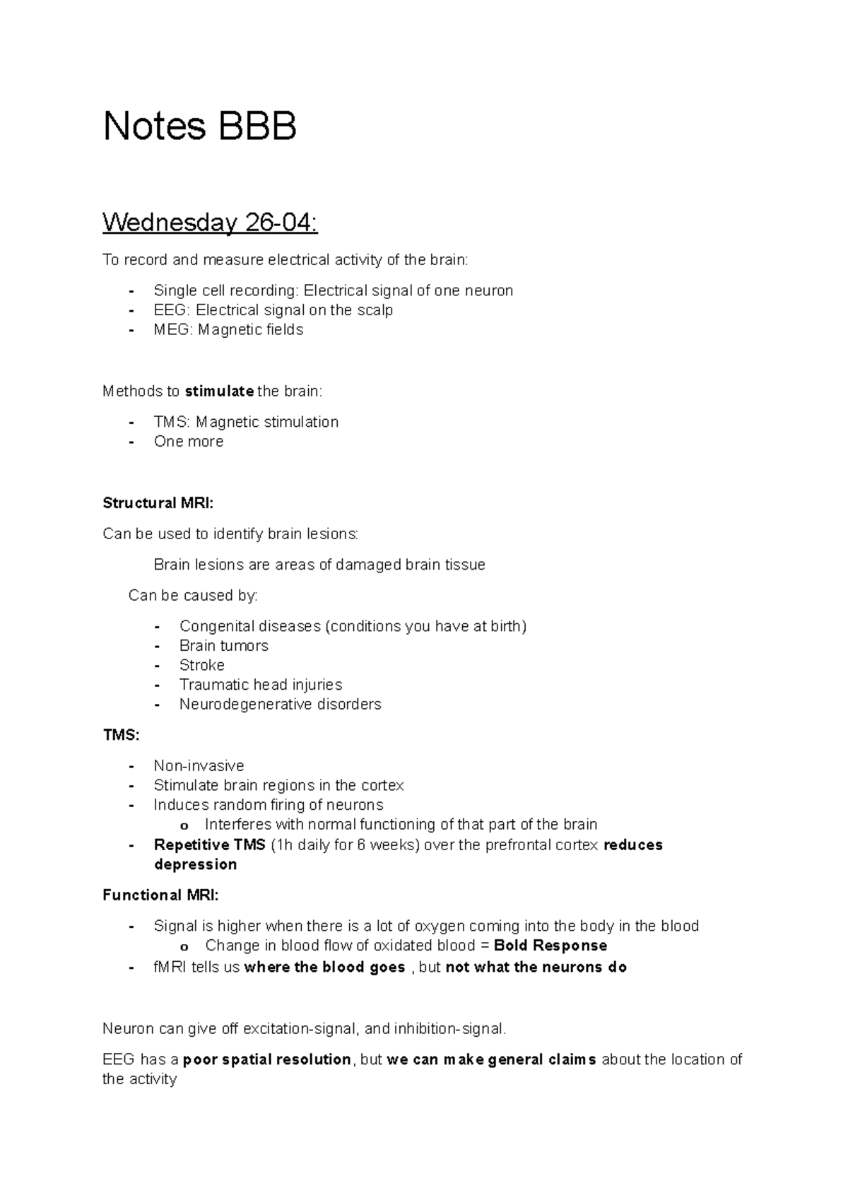 Complete summary BBB, including additional articles - Notes BBB ...