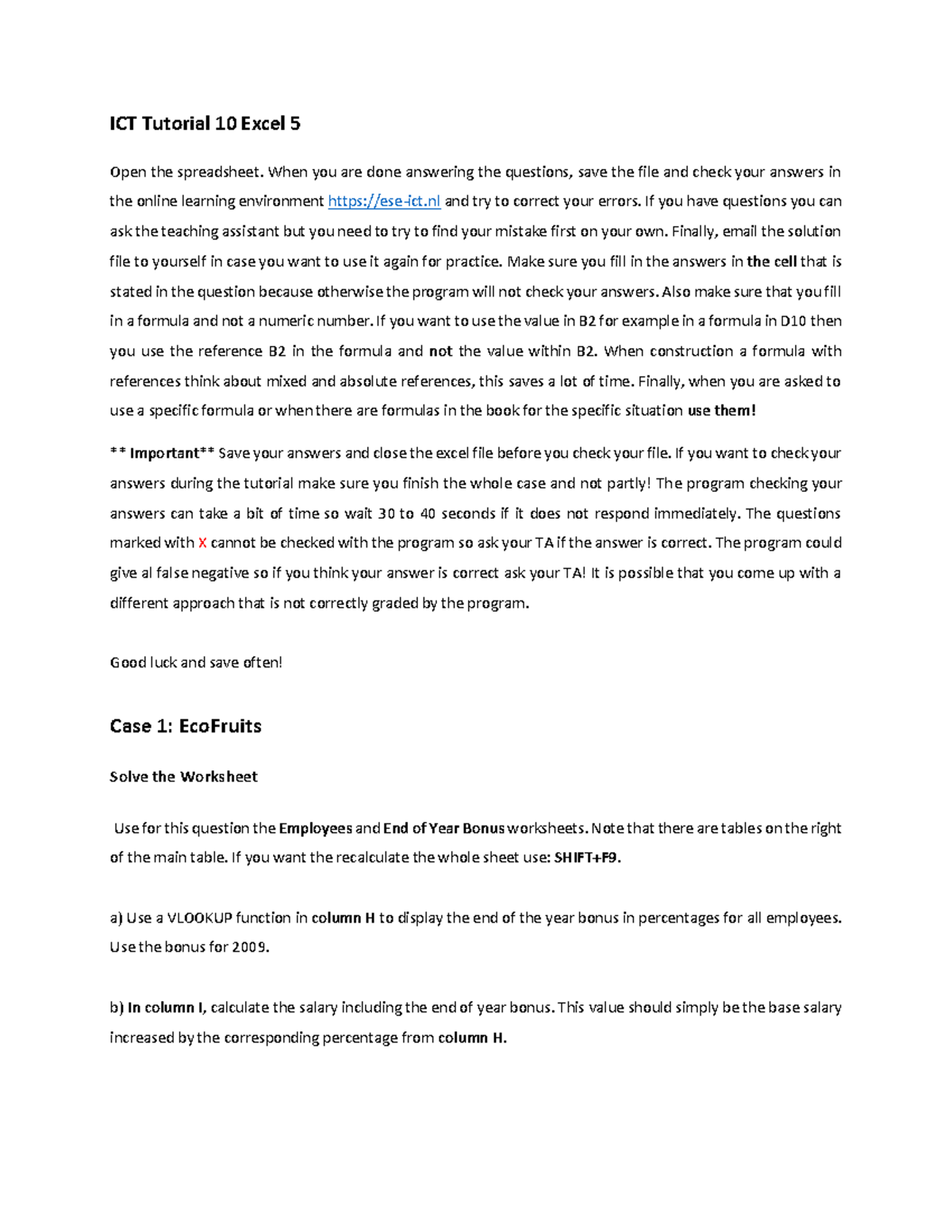 Tutorial 10 Case1 Ecofruits Instructions Warning Tt Undefined Function 32 Ict Tutorial 10