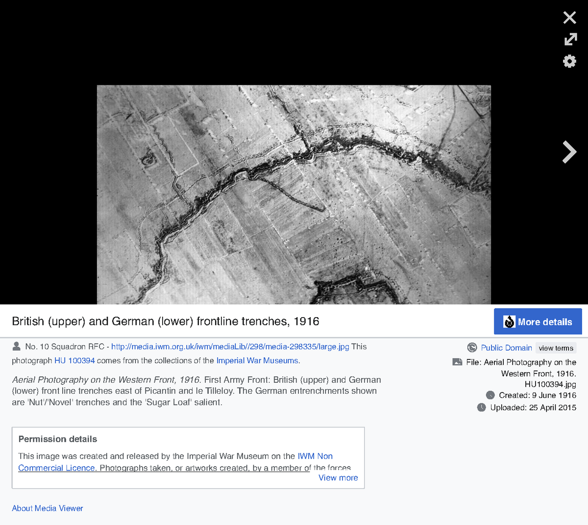 Aerial Photography on the Western Front, 1916. HU100394 - Trench ...