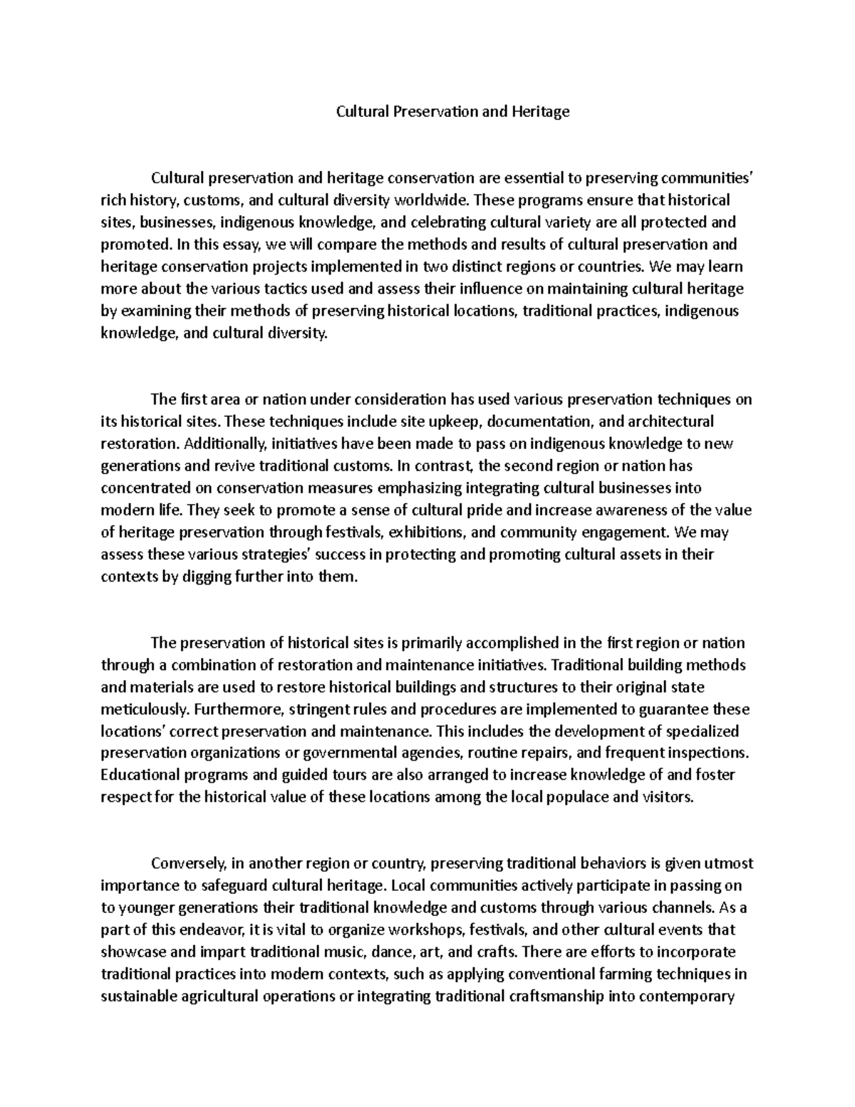 Cultural Preservation and Heritage - Cultural Preservation and Heritage ...