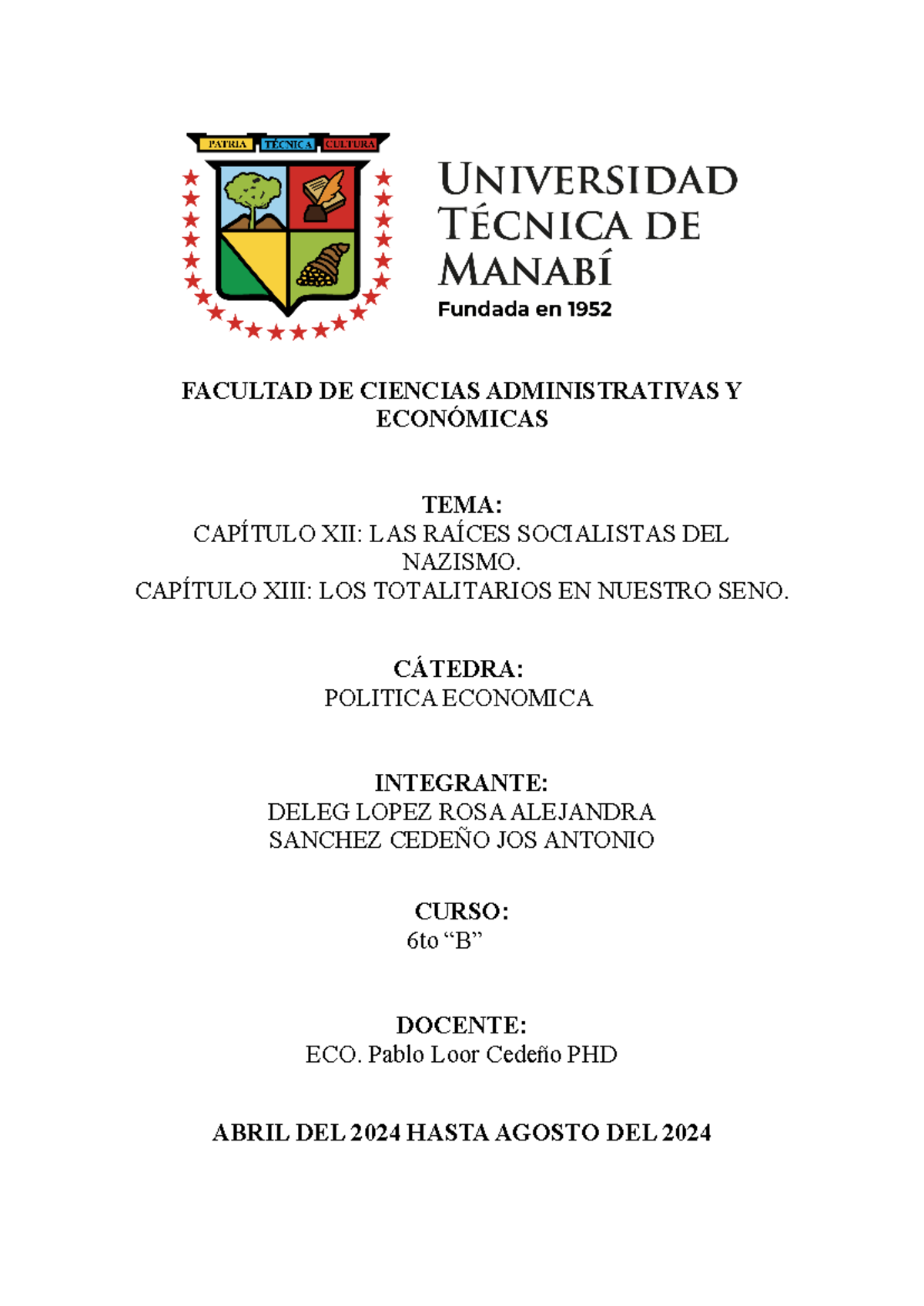 Proyecto de P.E - resumen del libro - FACULTAD DE CIENCIAS ADMINISTRATIVAS Y ECONÓMICAS TEMA ...
