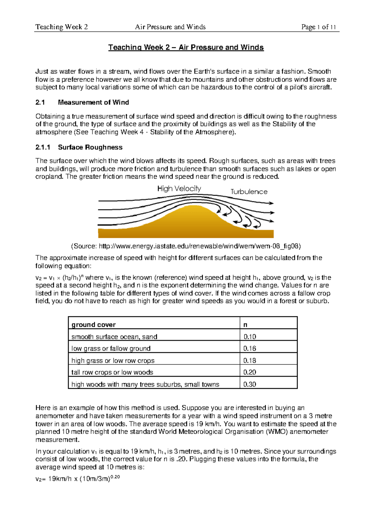 Notes -Week 2 - Air Pressure and Winds - Teaching Week 2 – Air Pressure ...
