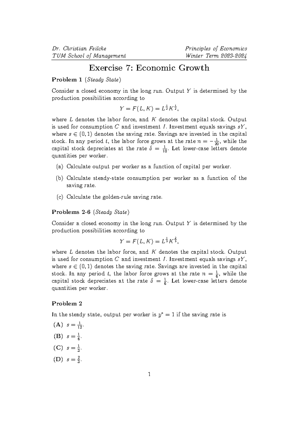 Principles of Economics - Exercise 07 solved with calculations - Dr ...