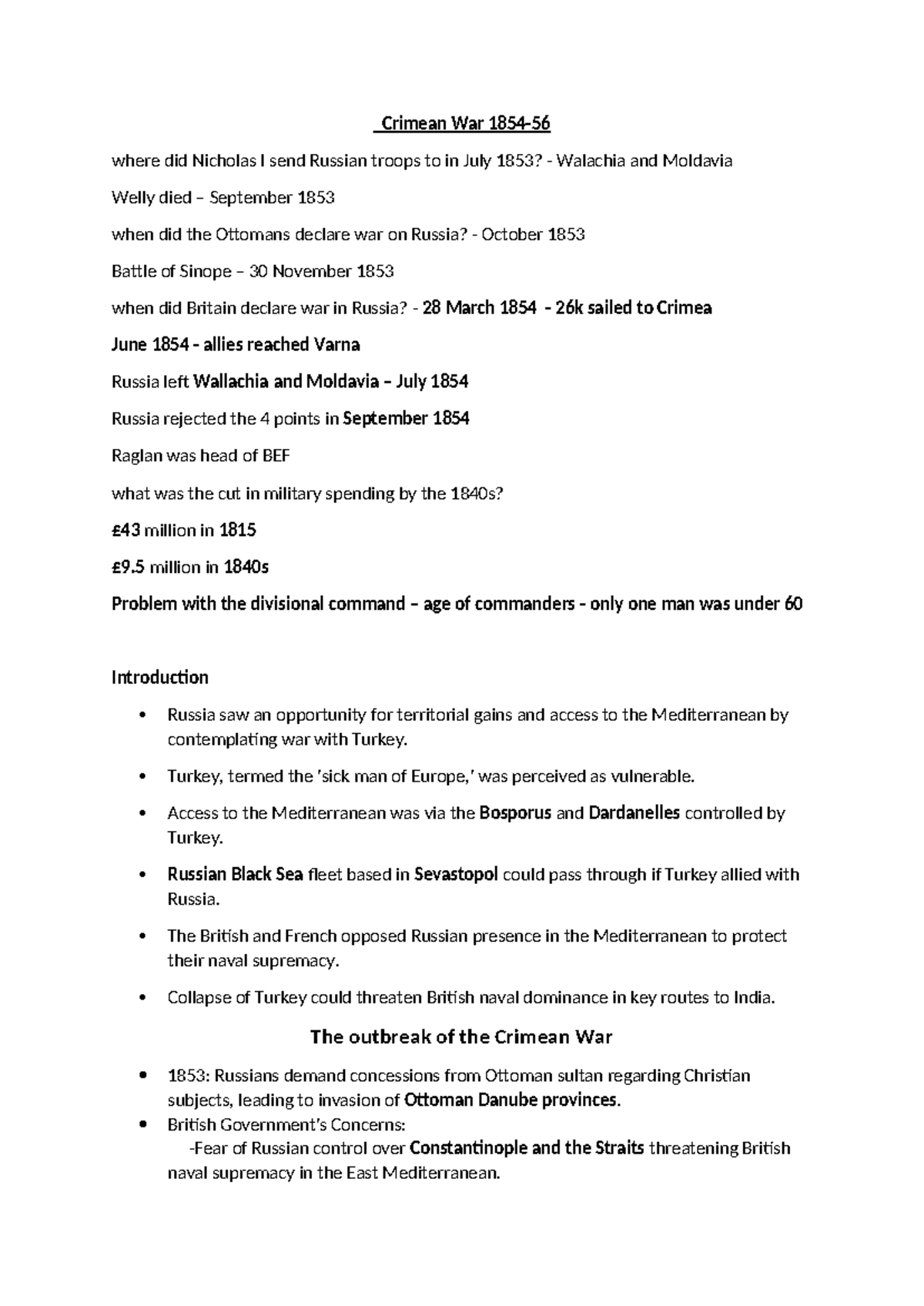 Crimean War 1854 - Crimean War 1854- where did Nicholas I send Russian ...