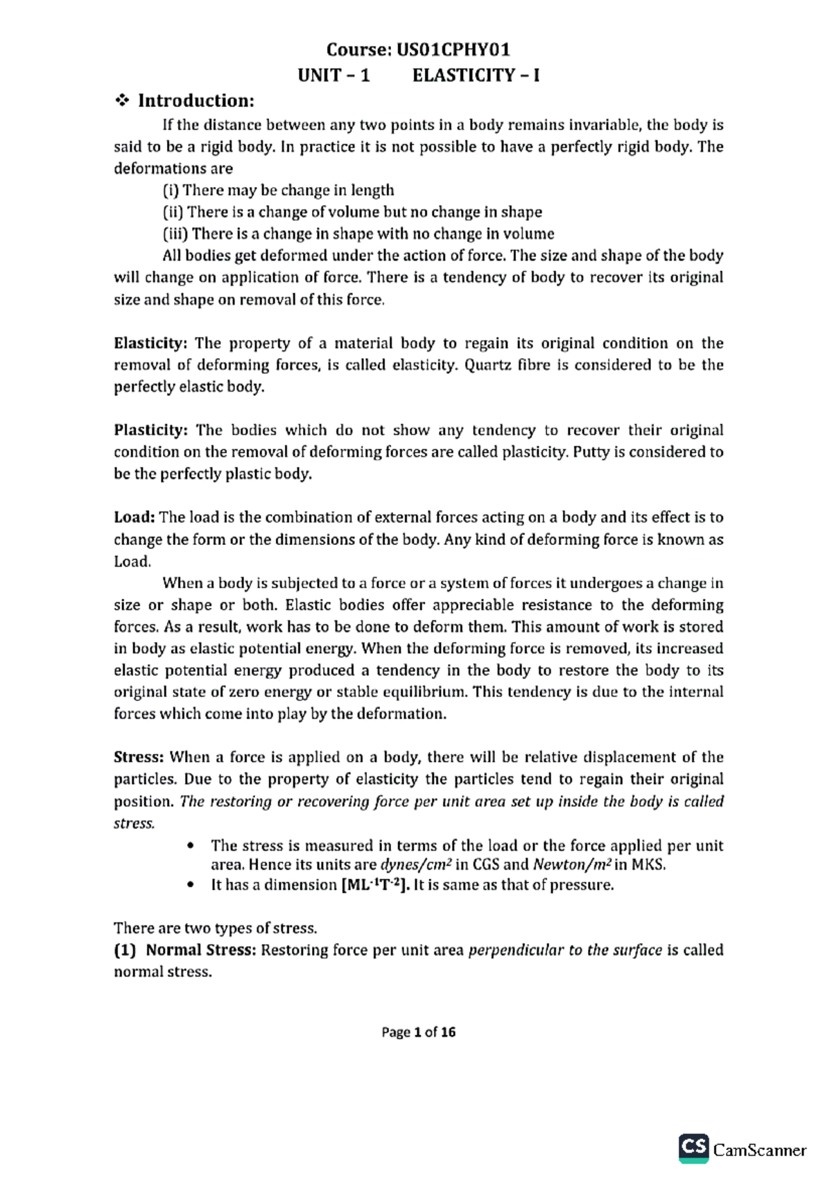 Elasticity - enjoy - Bsc physics - Studocu