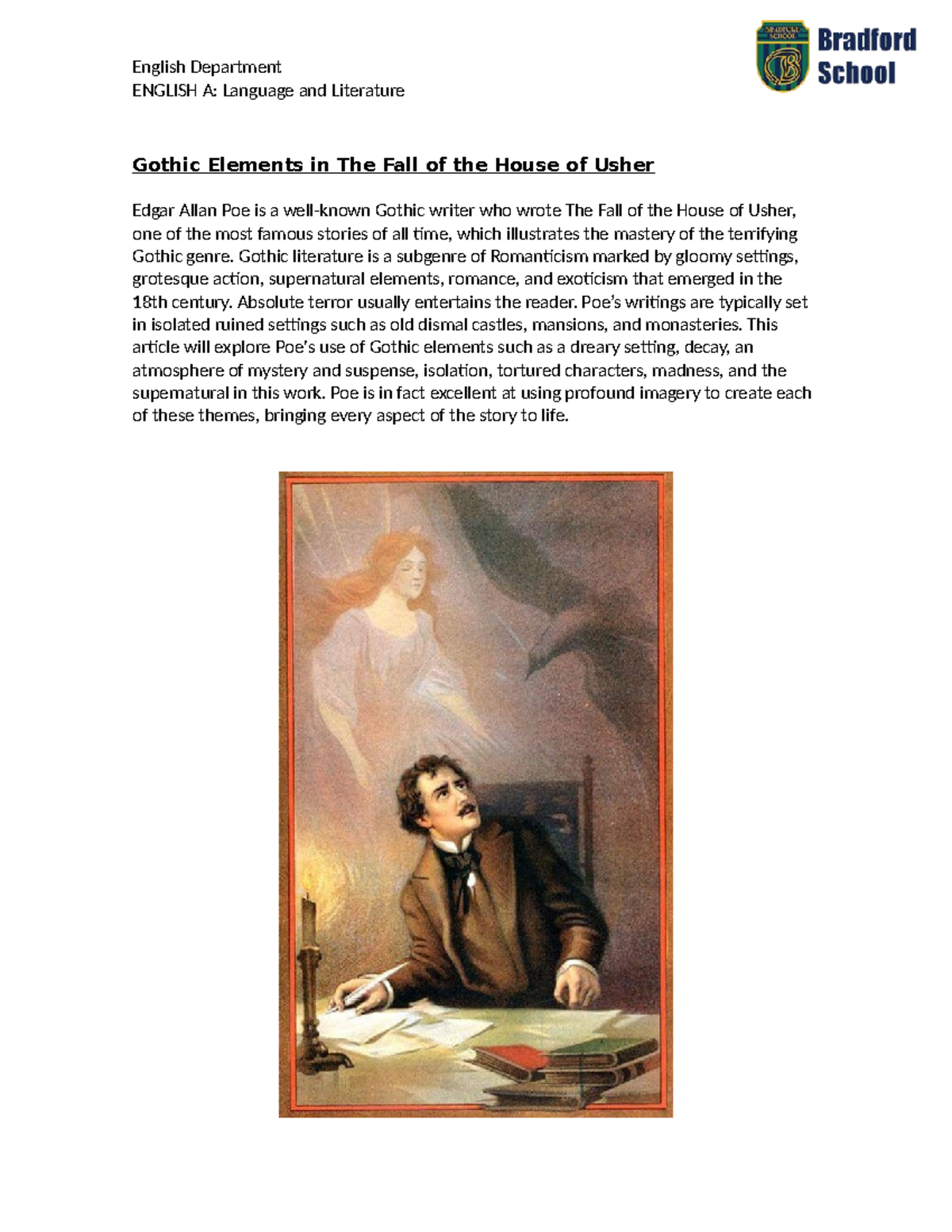 Gothic Elements in The Fall of the House of Usher - ENGLISH A: Language ...