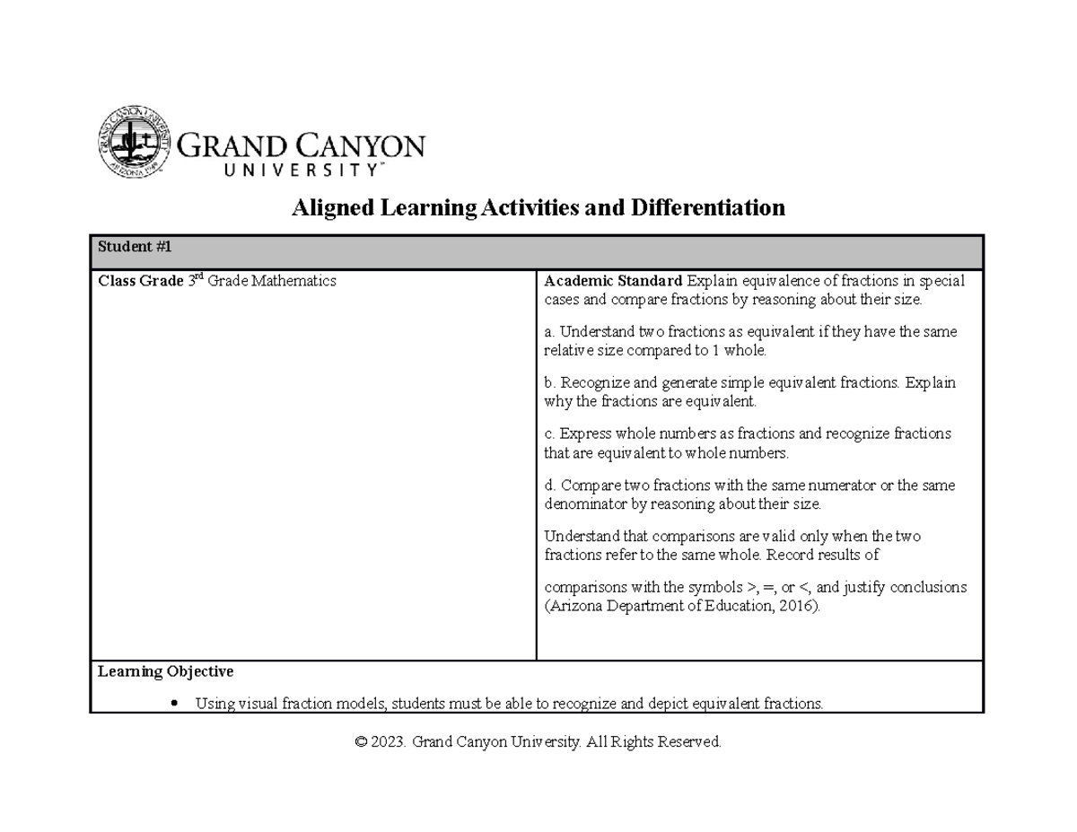 Aligned Activities and Differentiation - Aligned Learning Activities ...