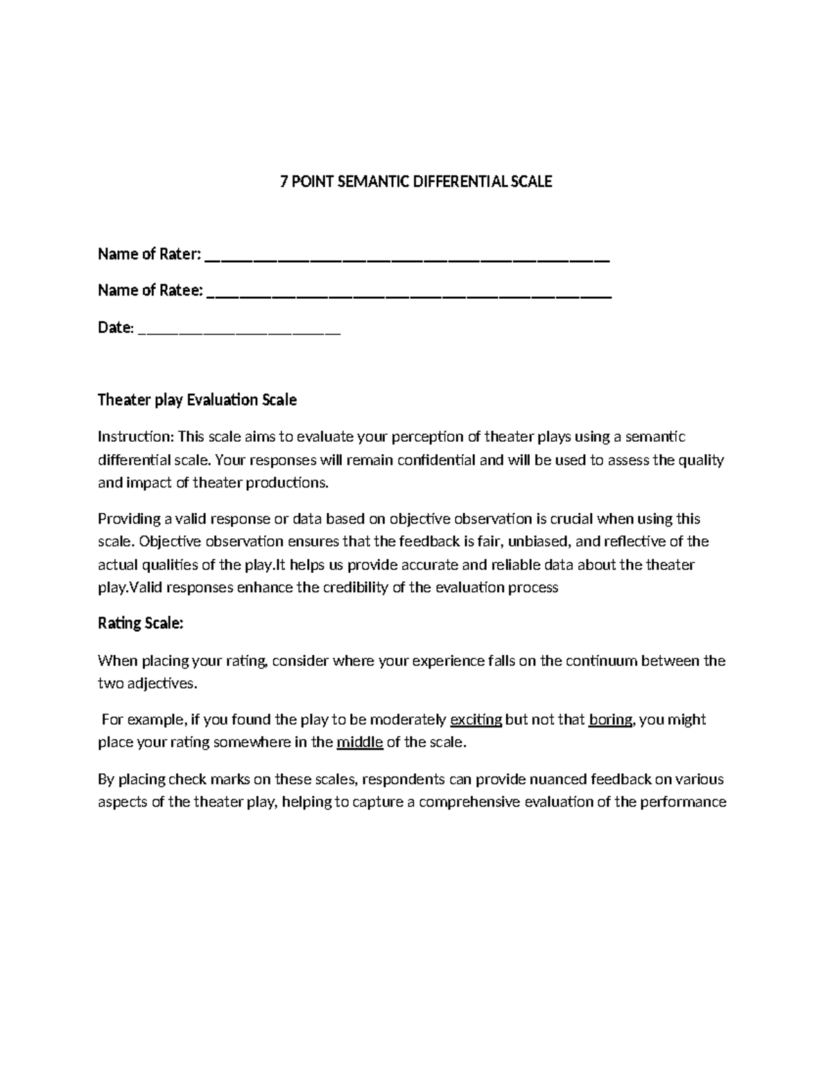 7- Point- Semantic- Scale-1 - 7 POINT SEMANTIC DIFFERENTIAL SCALE Name ...
