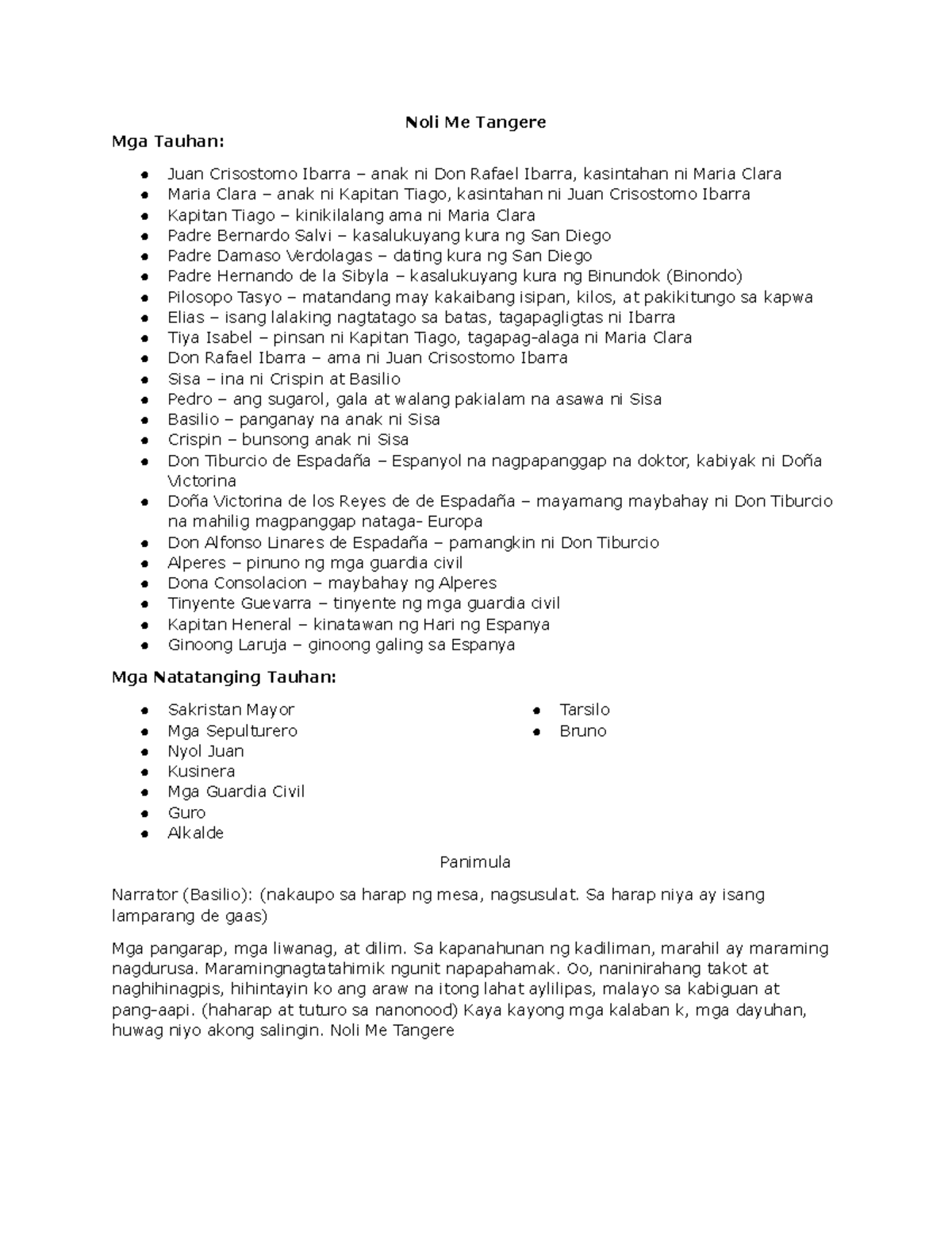 Noli Me Tangere - Noli Me Tangere Mga Tauhan: Juan Crisostomo Ibarra ...