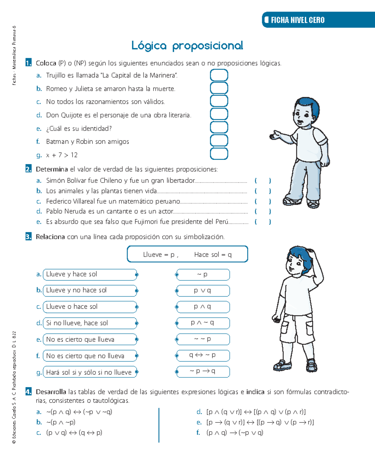 Logica Proposicional-1 - Fichas - Matemática Primaria 6 © Ediciones Corefo S. A. C. Prohibido ...