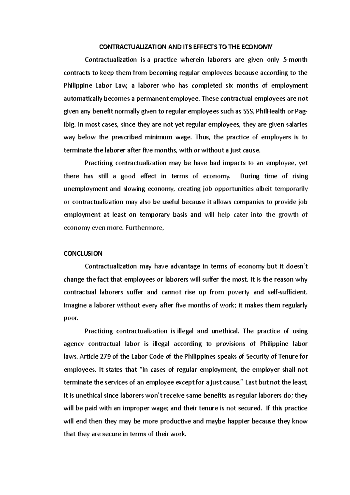 COntractualization - CONTRACTUALIZATION AND ITS EFFECTS TO THE ECONOMY ...