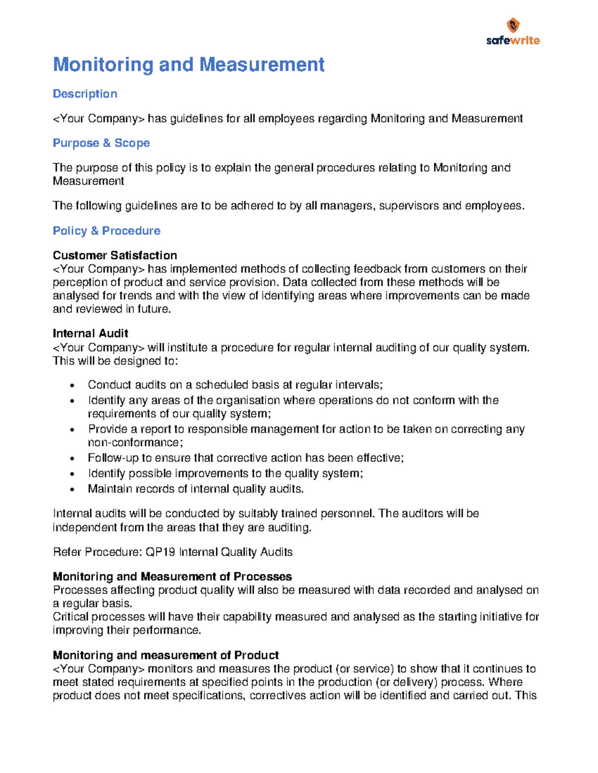 Monitoring-and-Measurement - Monitoring and Measurement Description has - Studocu