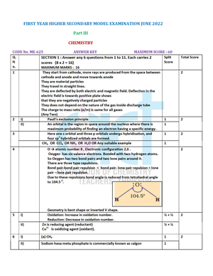 Plus One Model exam 2021 Question Paper 2021- Chemistry - FY-325 1 P.T ...