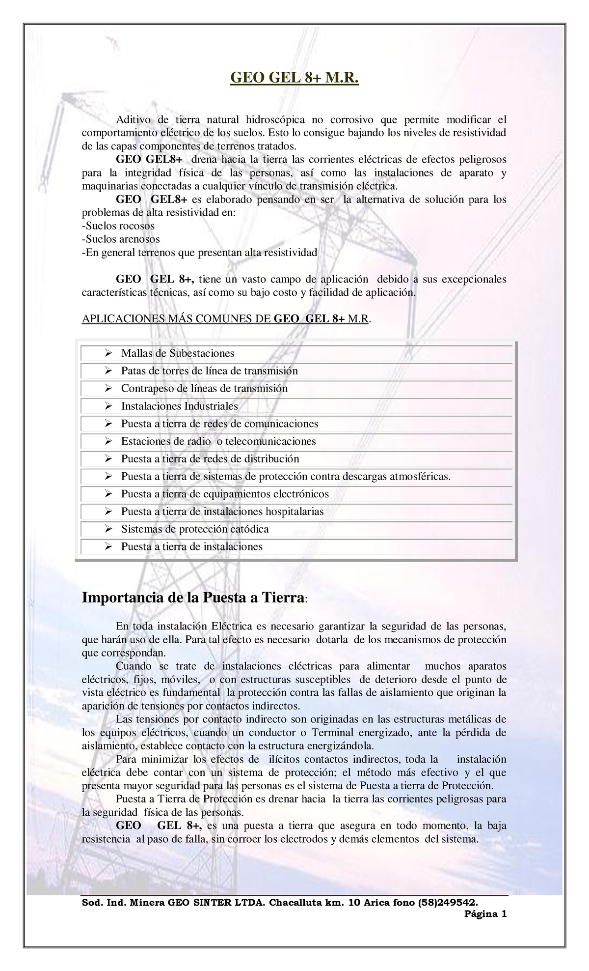 Ficha Tecnica GEO GEL 8+ (10) - Sod. Ind. Minera GEO SINTER LTDA ...