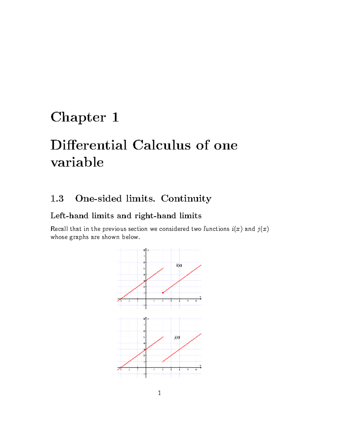 Section 1-3 - Professor: Denis Serbin - Chapter 1 Differential Calculus of one variable 1 One ...