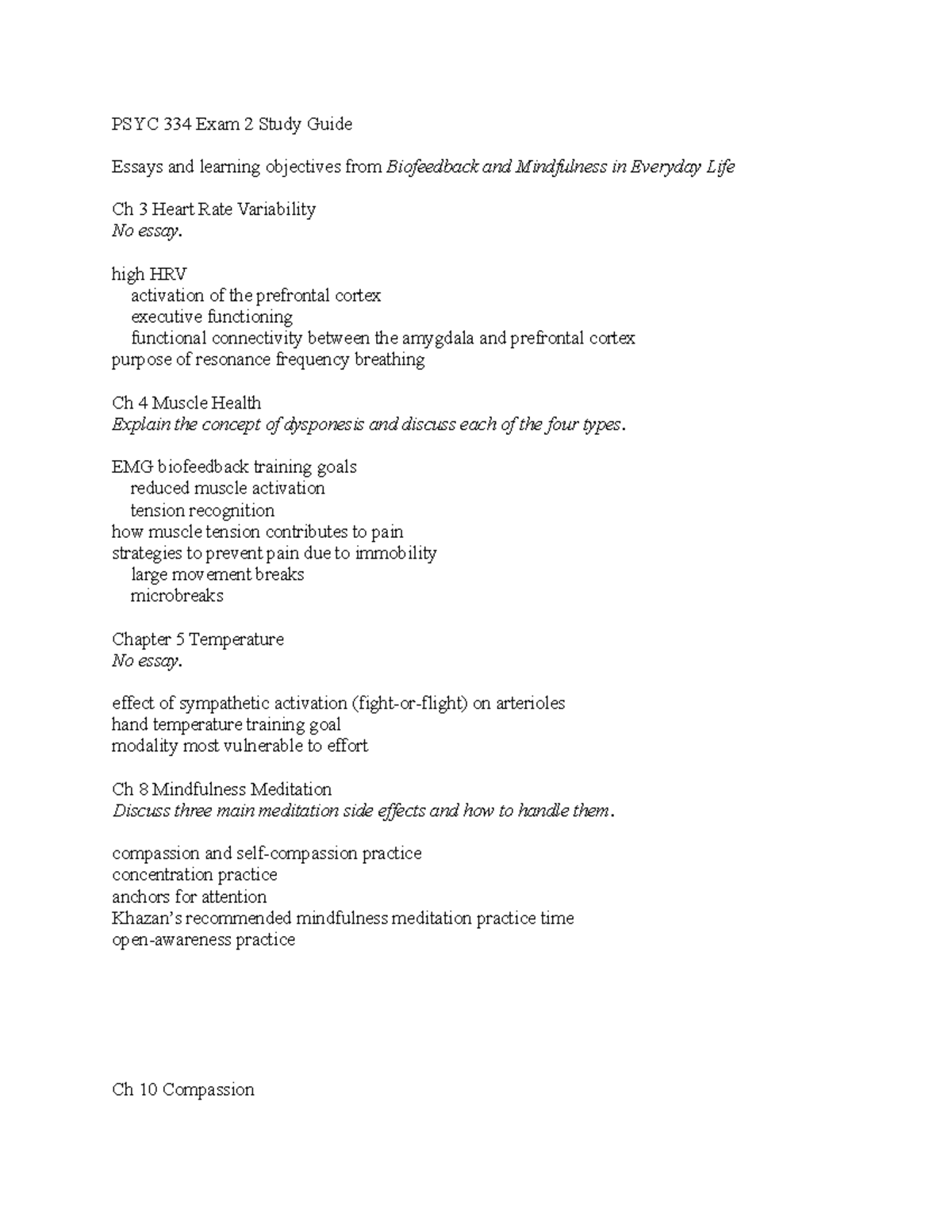 PSYC 334 Exam 2 Study Guide - PSYC 334 Exam 2 Study Guide Essays and learning objectives from ...