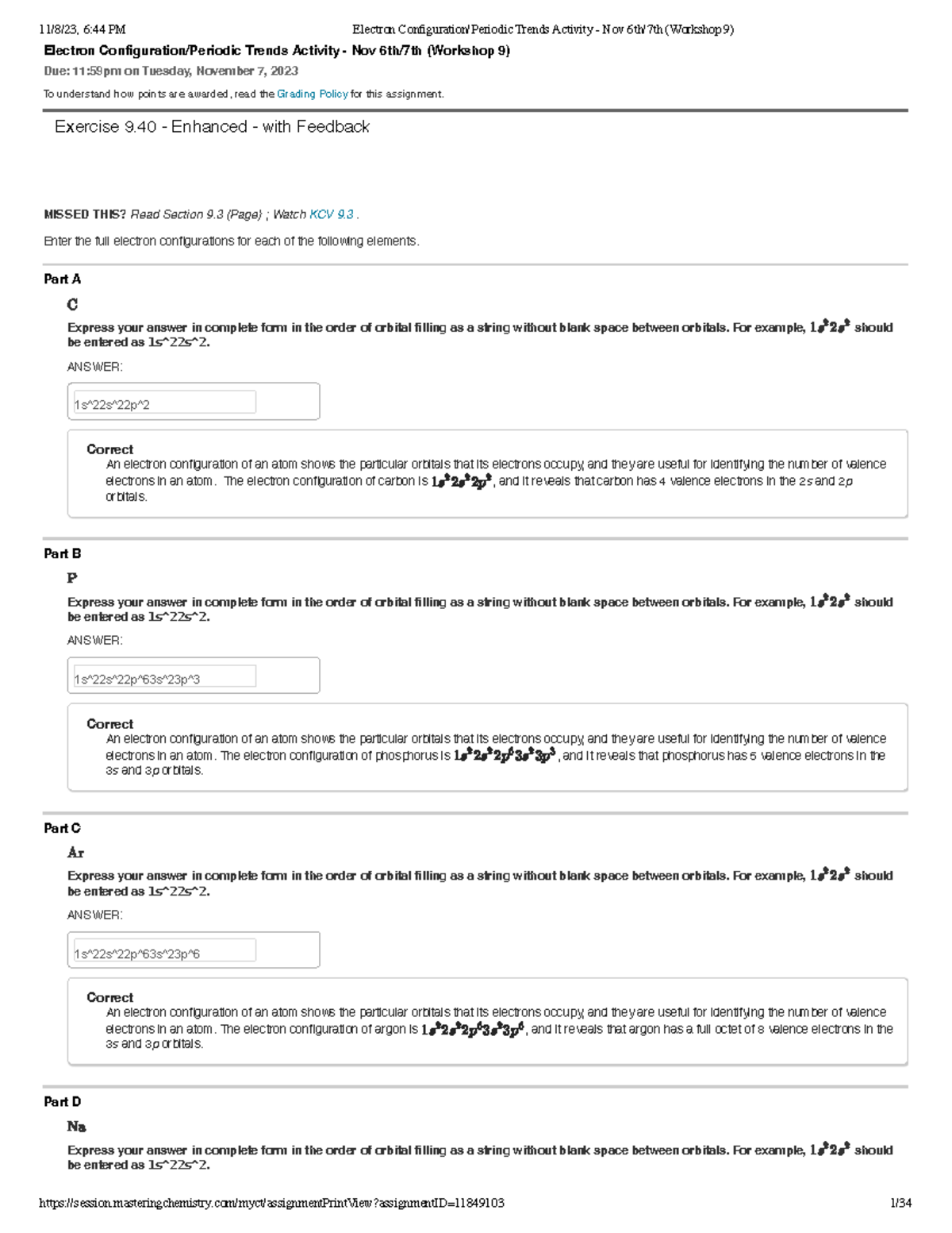 Electron Configuration Periodic Trends Activity - Nov 6th 7th (Workshop ...