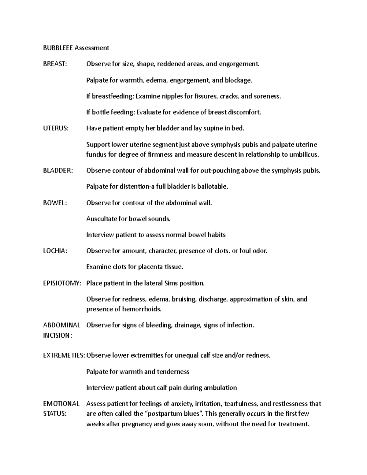 Bubbleee%2BAssessment%2B 1 - BUBBLEEE Assessment BREAST: Observe for ...