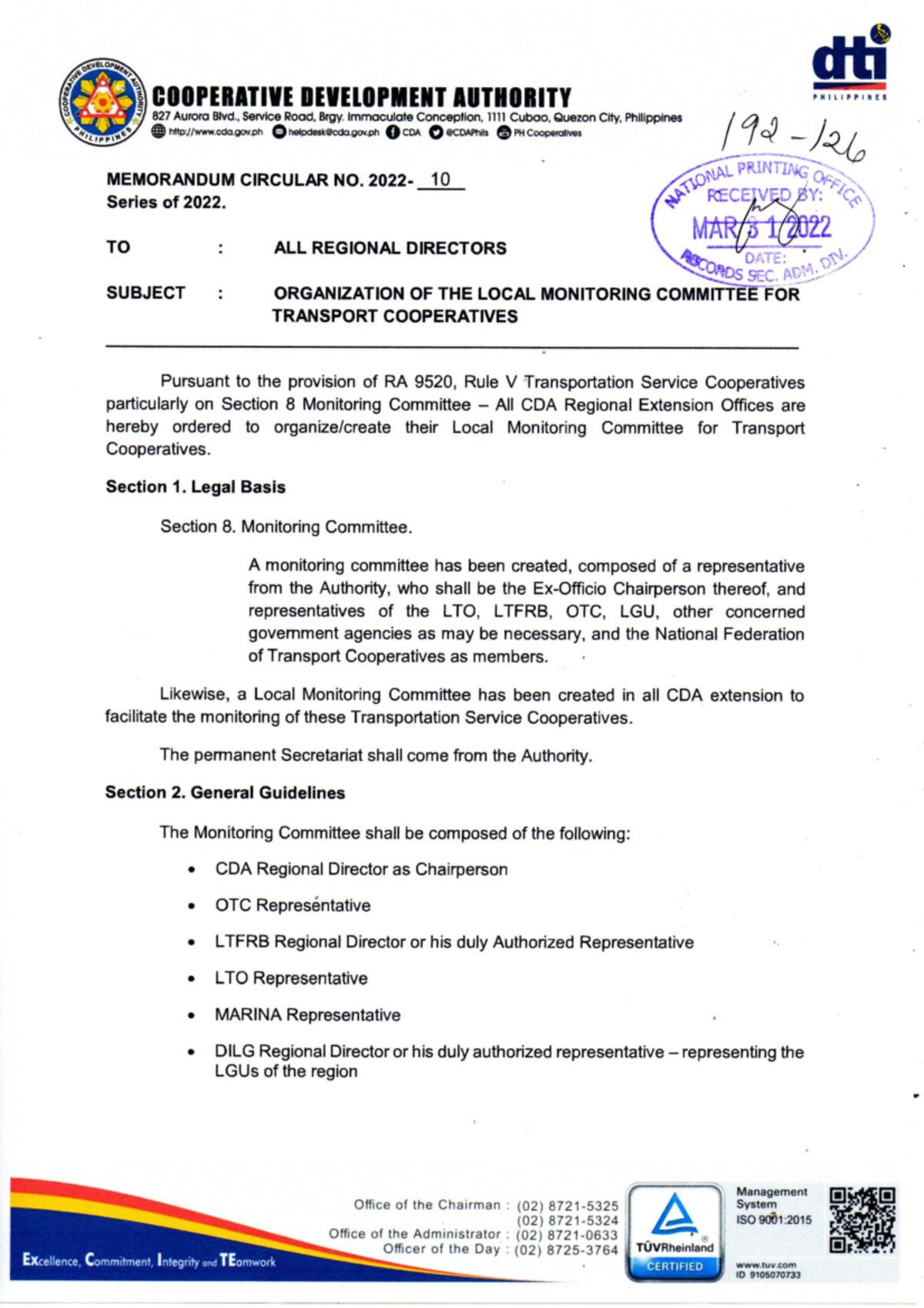 Organization of the Local Monitoring Committee for Transport ...