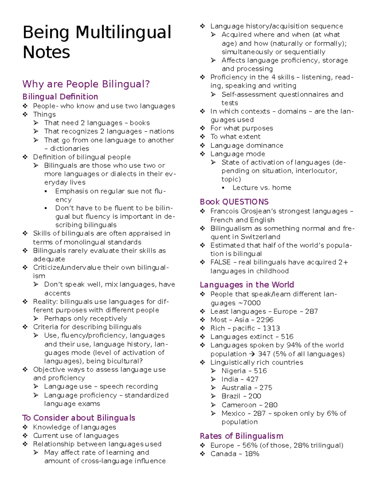 Being Multilingual Notes - Being Multilingual Notes Why are People ...