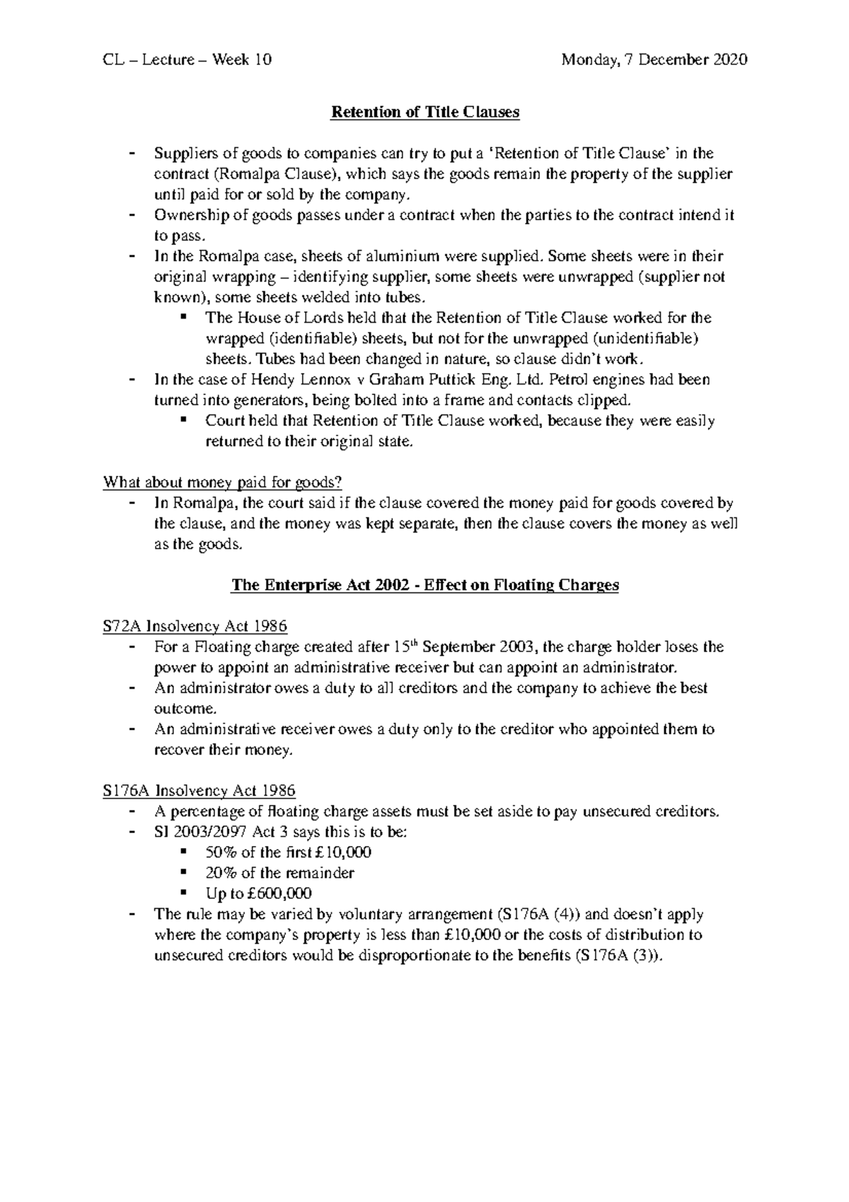 CL - Lecture - Week 10 - 07:12:20 - CL – Lecture – Week 10 Monday, 7 ...