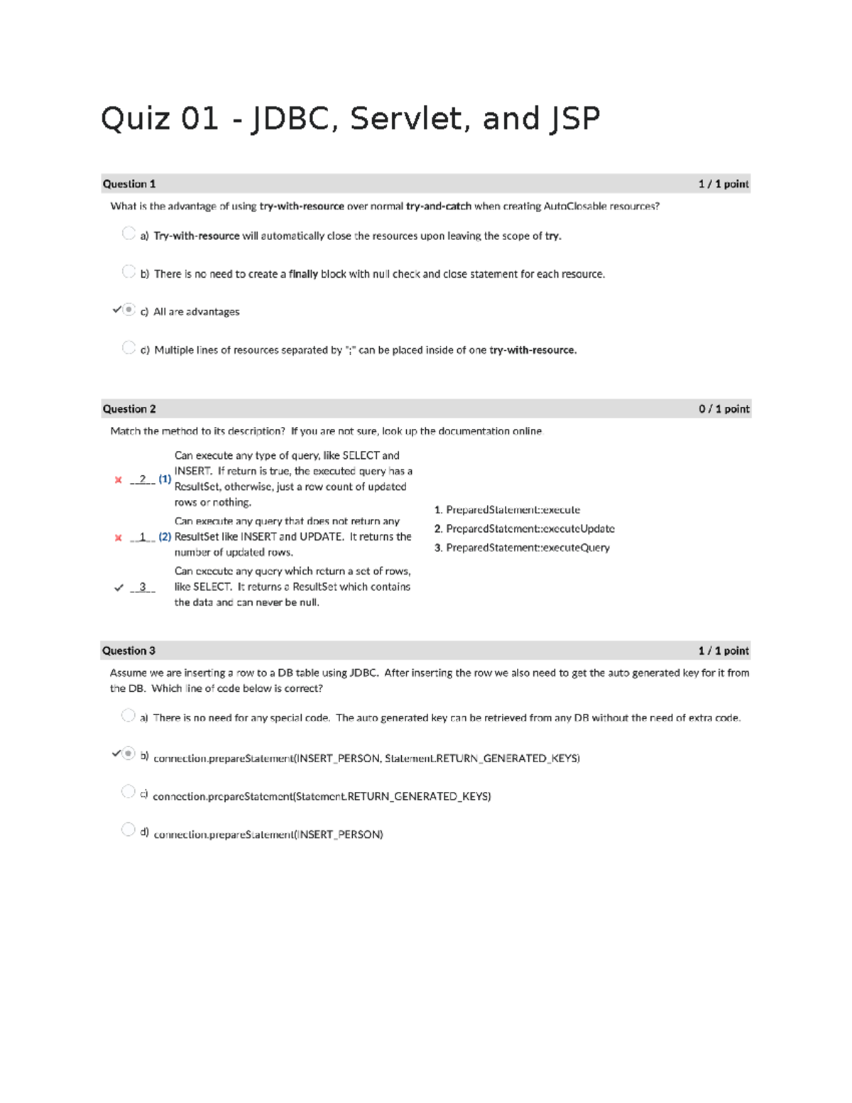 Quiz 01 - JDBC, Servlet, and JSP - cst8277 - Studocu