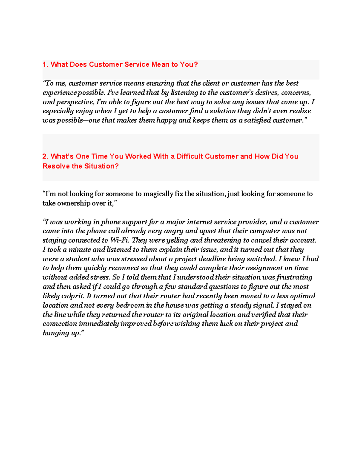 Interview - Customer Service Representative - What Does Customer ...