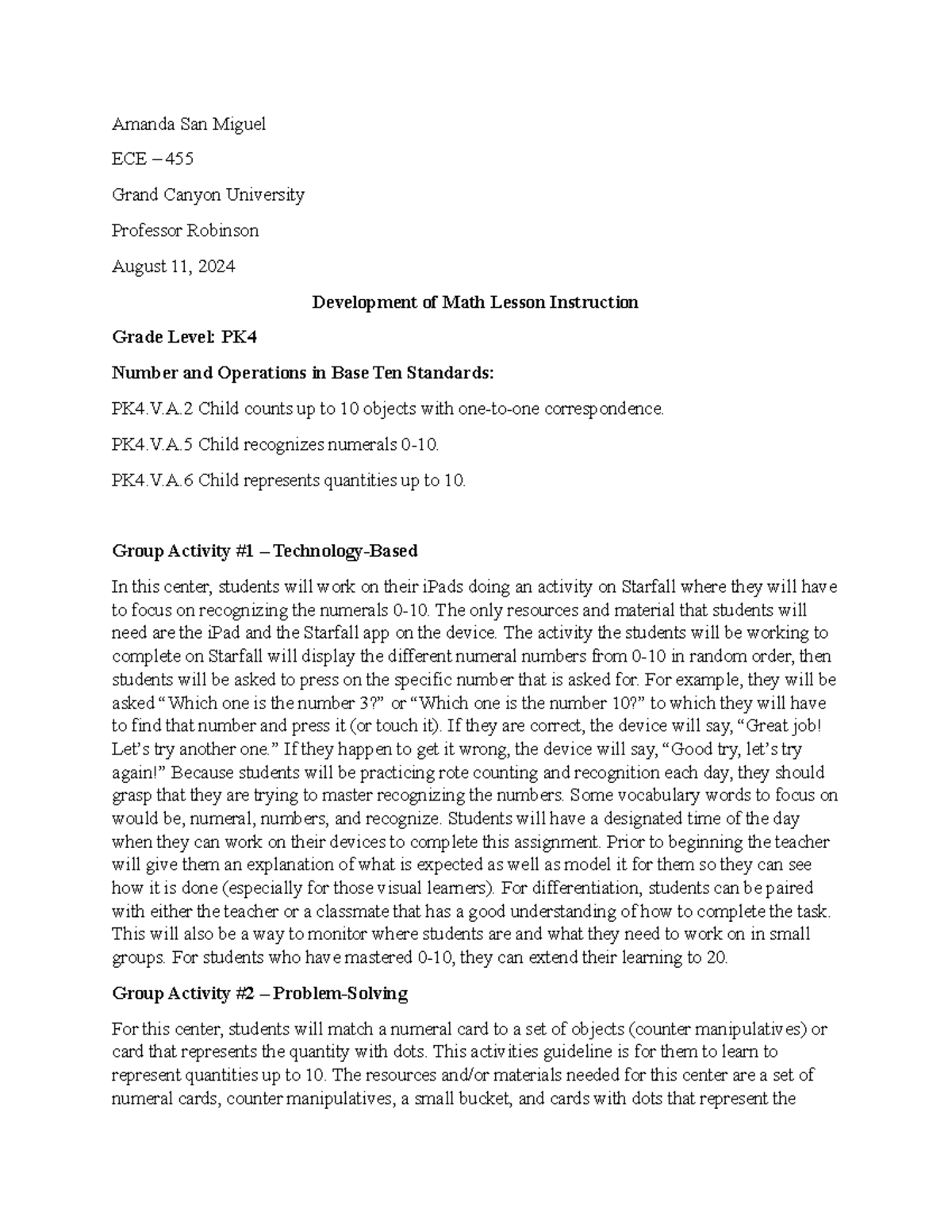 ECE-455-WK2-Development of Math Lesson Instruction - Amanda San Miguel ...