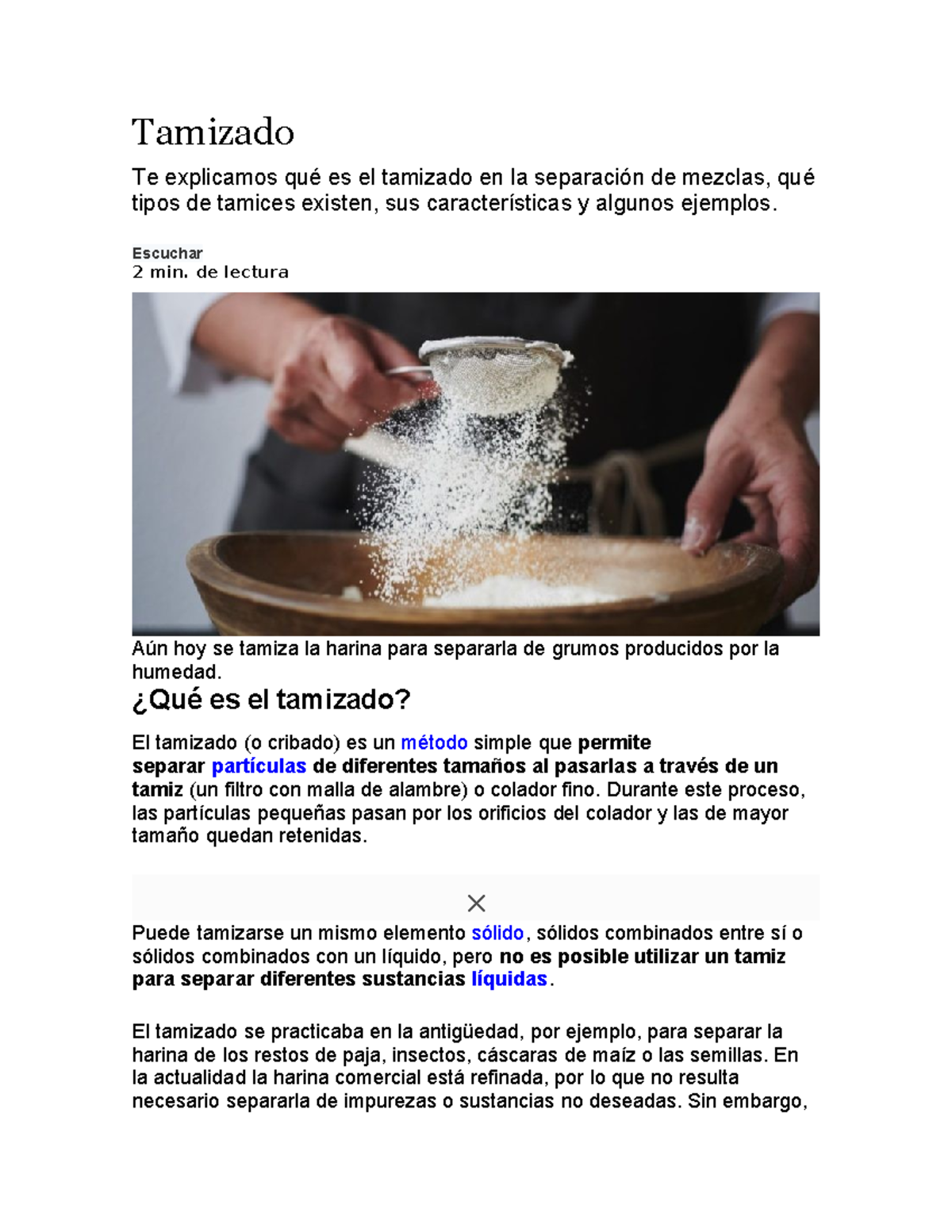 Tamizado - Tamizado Te explicamos qué es el tamizado en la separación ...