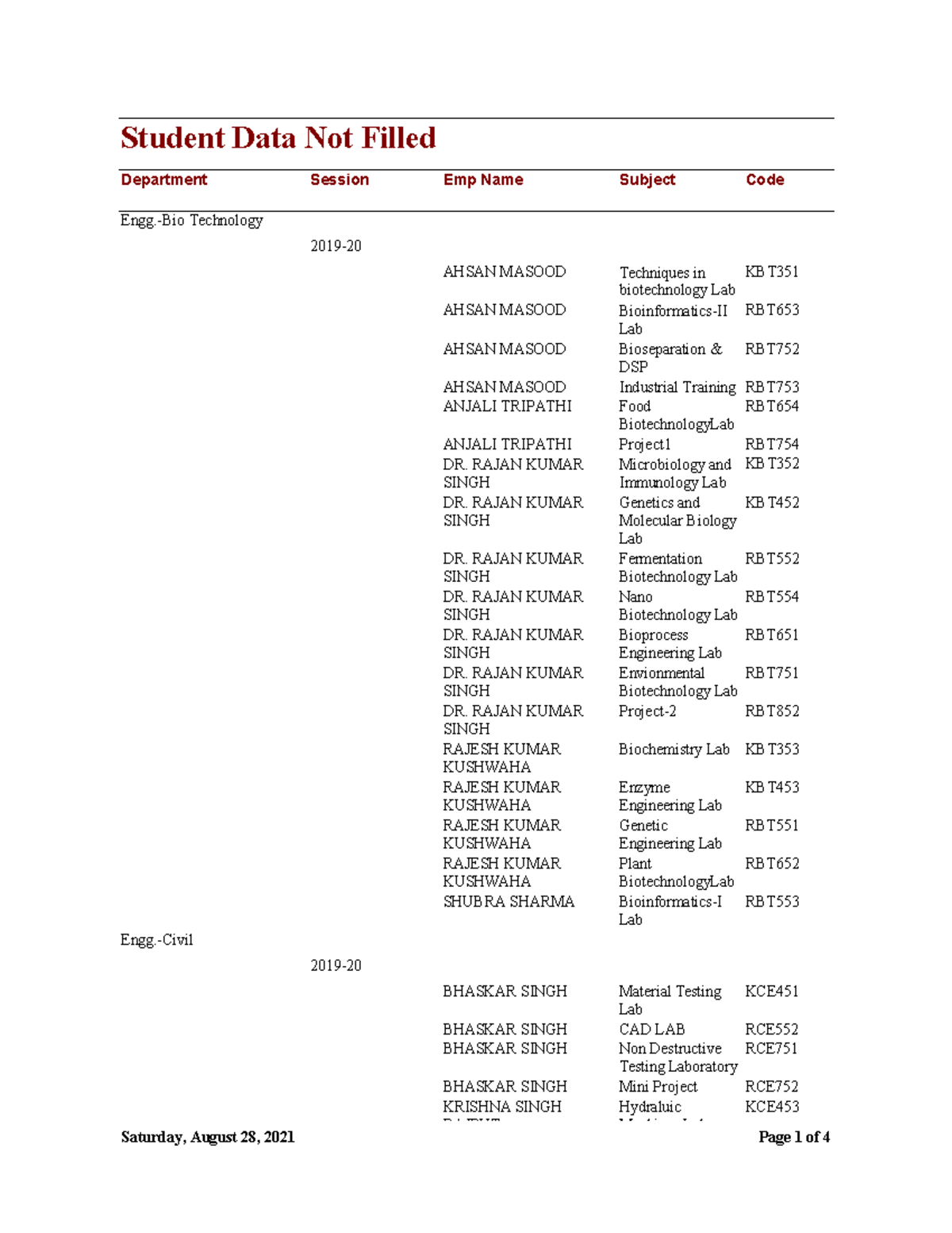 Lab student data not filled - Student Data Not Filled Department ...