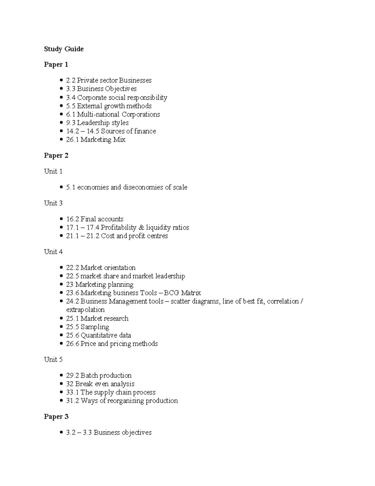 Study Guide MOCK SEMESTER 1 - Study Guide Paper 1 2 Private sector ...