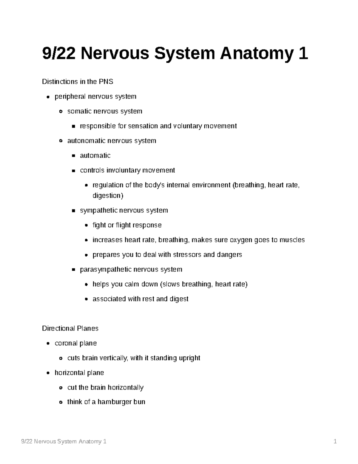 Nervous System Anatomy 1 - Studocu