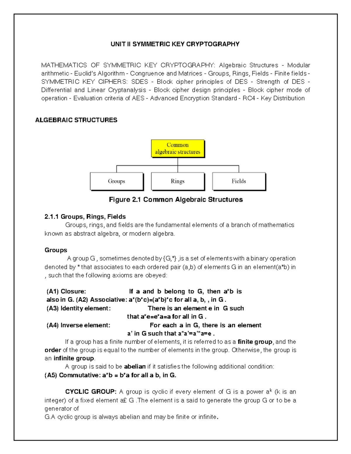 Unit 2 CNS - computer networks unit2 - UNIT II SYMMETRIC KEY ...