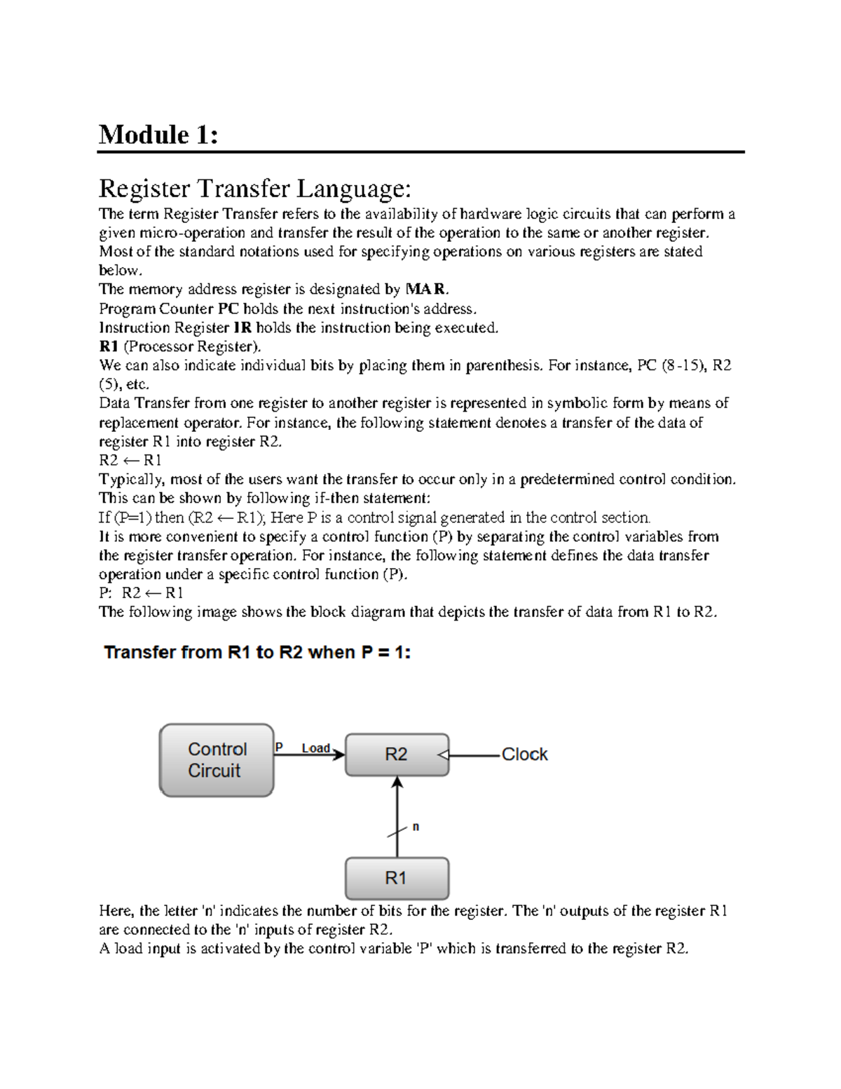 Module 1 - Module 1: Register Transfer Language: The term Register ...