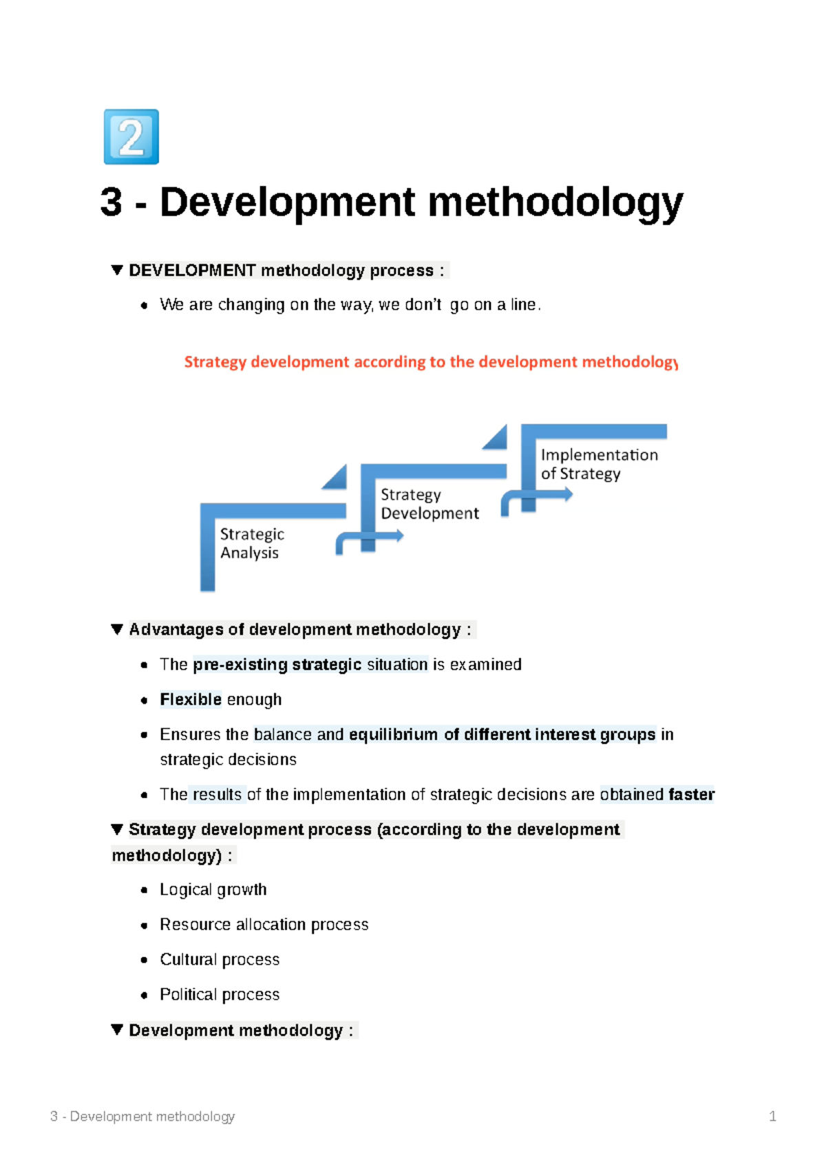 3 - Development methodology 2 - Strategic Management methodology and ...