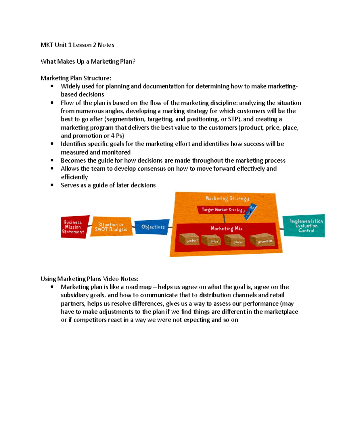 MKT Unit 1 Lesson 2 Notes - MKT Unit 1 Lesson 2 Notes What Makes Up a ...