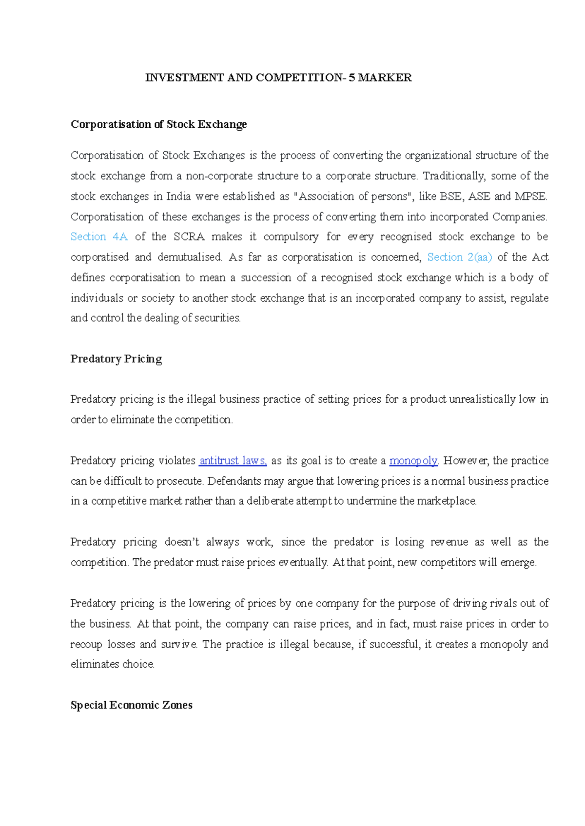 Investment AND Competition- 5 Marker - INVESTMENT AND COMPETITION- 5 ...