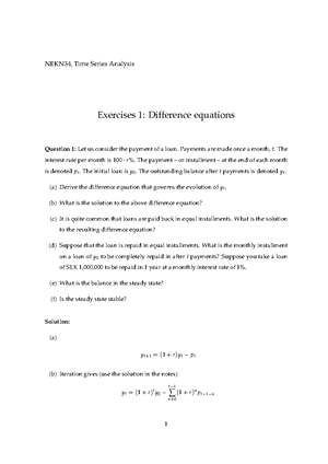 Qs ch4 - övningar - NEKN34, Time Series Analysis Exercises 4: Models ...