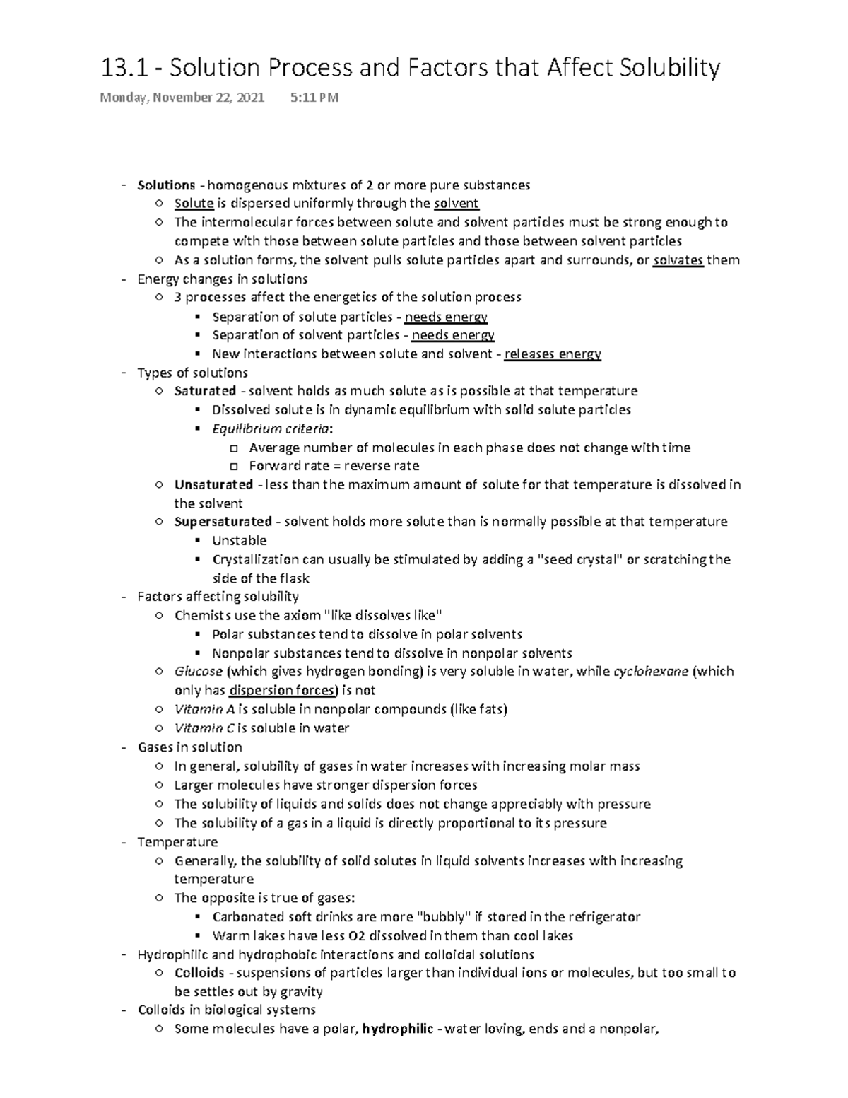 13.1 - Solution Process and Factors that Affect Solubility - Solutions ...