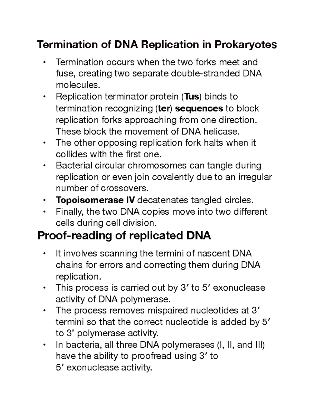 Bio 17 - Notes - Termination of DNA Replication in Prokaryotes ...