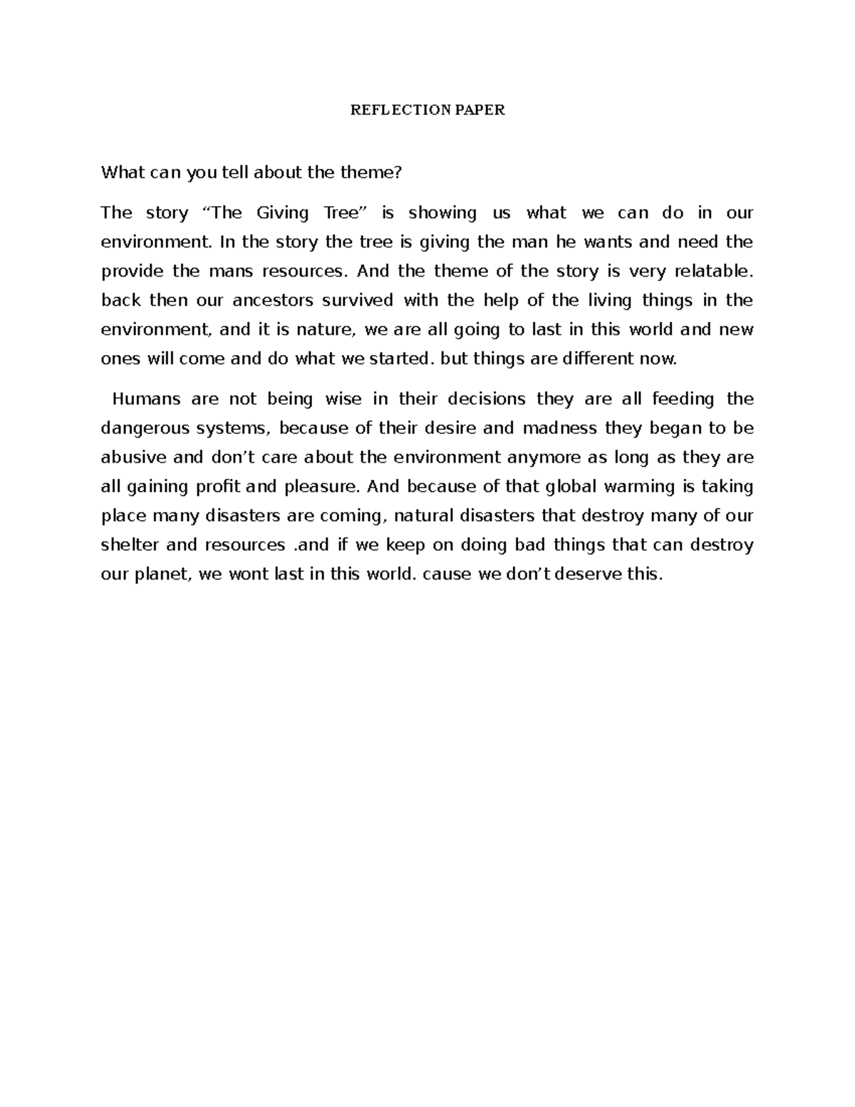 Detera CWTS Bsentrep 1A - REFLECTION PAPER What can you tell about the ...