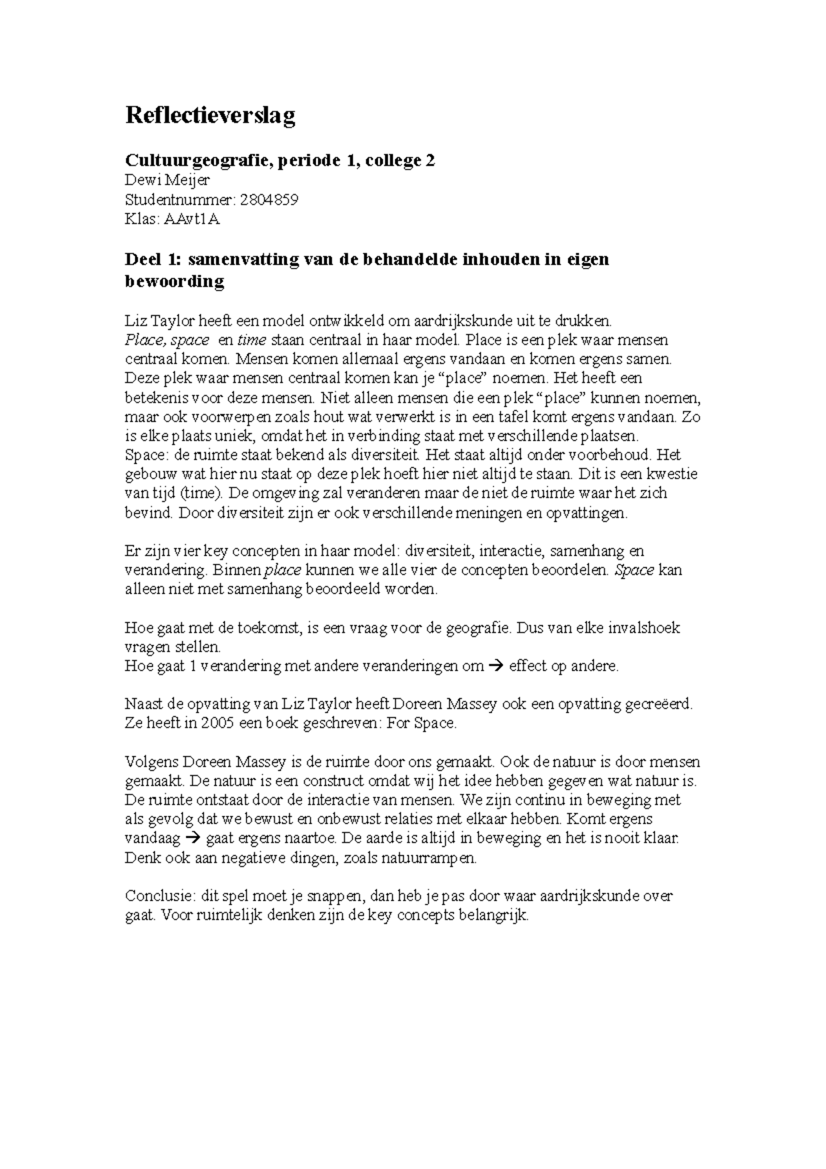 Reflectieverslag CG week 2 - Reflectieverslag Cultuurgeografie, periode ...